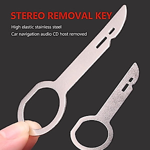 Sodcay 4 PCS Car Audio Key Removal Tool, Dashboard Removal Stainless Steel Non-Bending Easy-Grip Handle, CD DVD Host Key Removal and Assembly Tool, Universal for Most Cars Accessories (Silver)