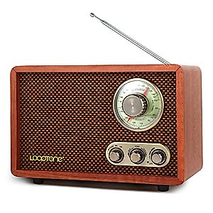 LoopTone USB SD Multifunction AM FM Vintage Radio with Bluetooth Speaker,Retro Wood Table Radio for Kitchen Living Room with Rotary Knob