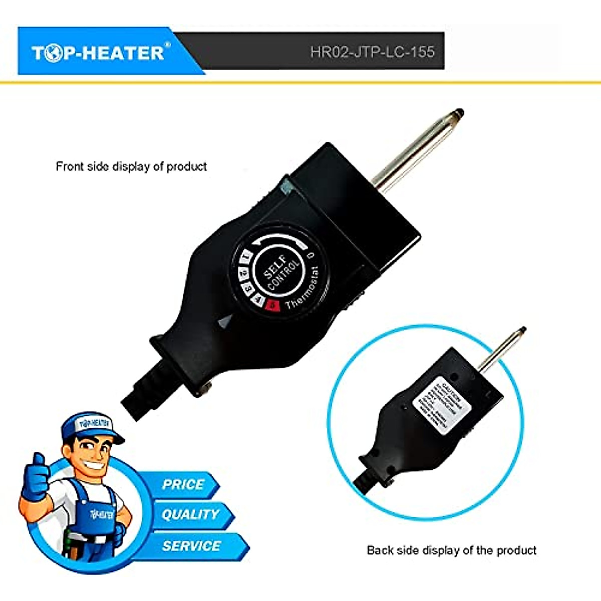 Adjustable Thermostat Probe Cord for Masterbuilt Smokers & Electric Griddles，Outdoor/Household Electric Smoker,Power Cord with Thermostat Control,HR Huare Technology 15A/125V