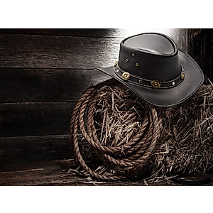 Showerproof Outback hat Also Worn as Leather Cowboy hat, Australian Hats for Men & Women Black