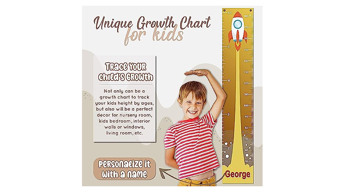 Personalized Kids Growth Chart - 12 Designs, Durable Vinyl & Easy to Mount