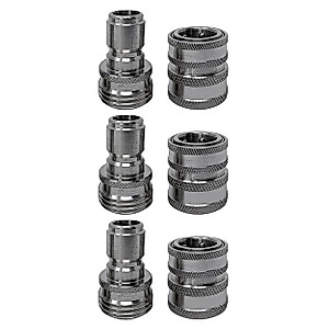 MTM Hydro Garden Hose Adapter 6 Piece 3/4” Quick Connect Fittings Kit, Stainless Steel High Pressure Couplings and Connectors for Pressure Washers and Car Detailing, 3x3