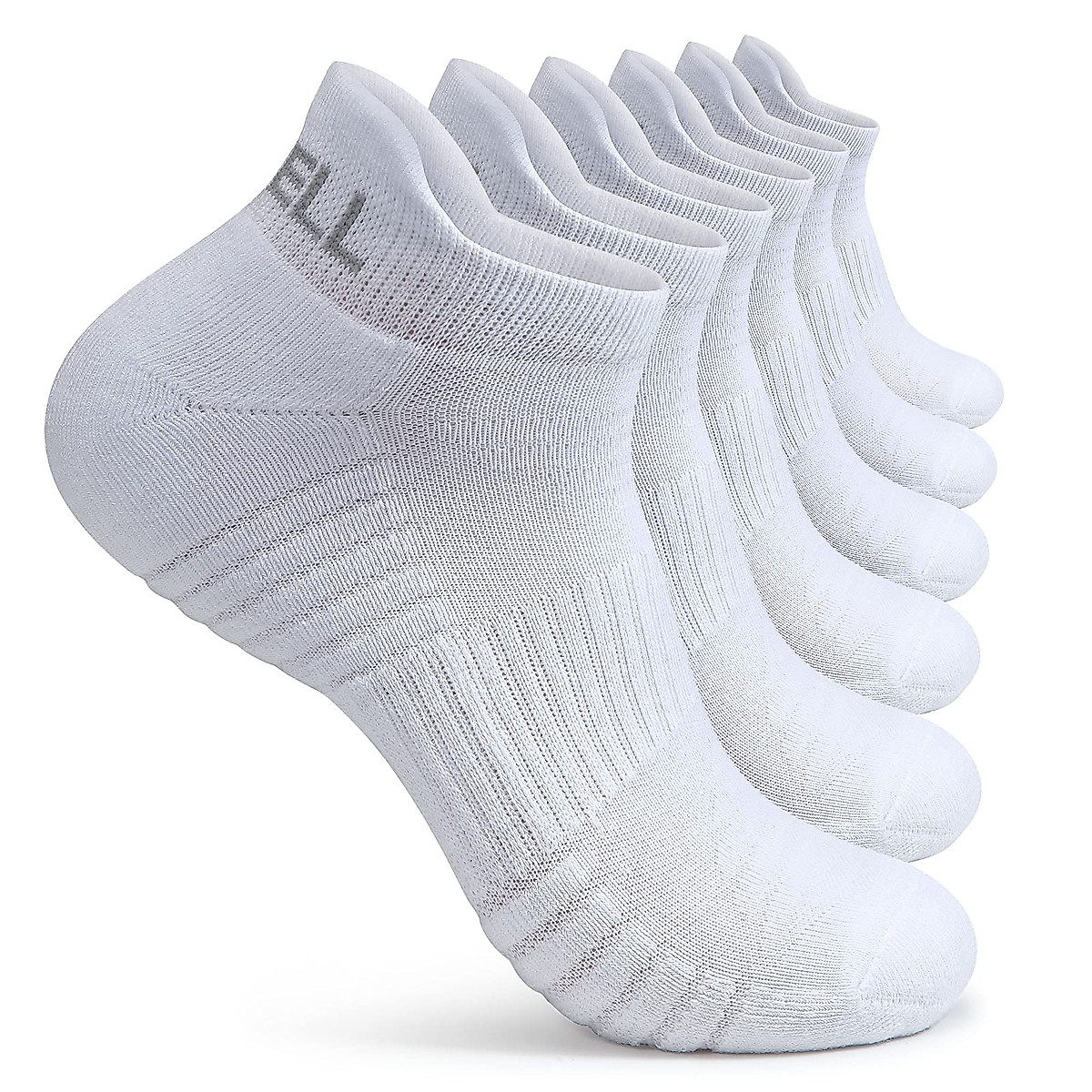 VWELL Men's Running Ankle Socks With Cushion Low Cut Breathable Athletic Sports Tab Socks for Men-6Pairs