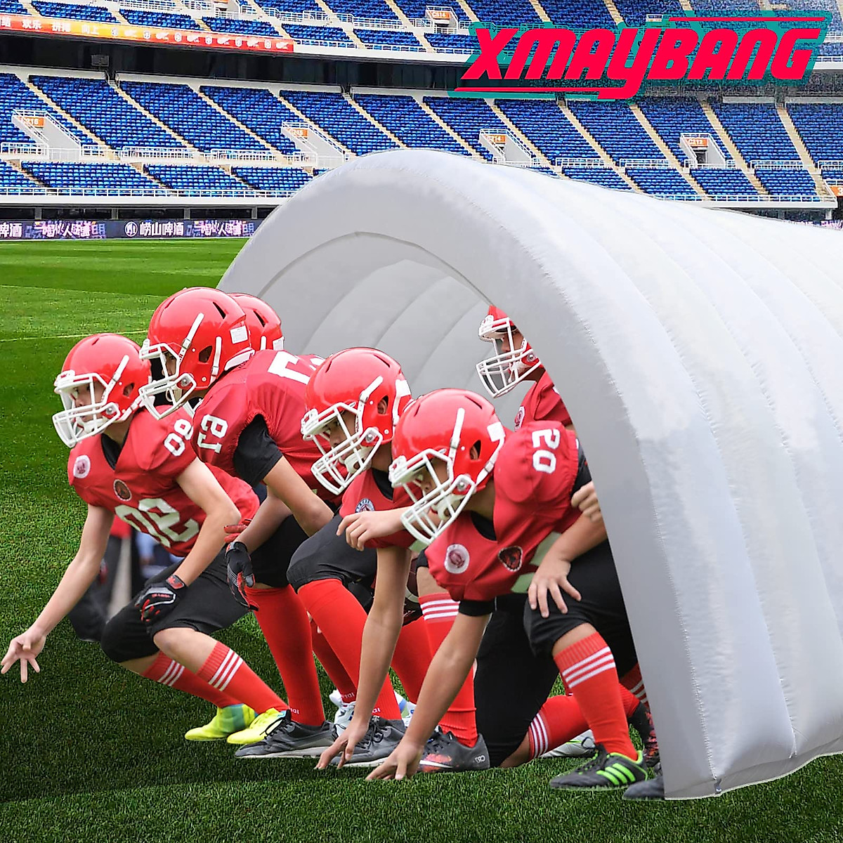 xmaybang Inflatable Tunnel Sports Tunnel Entrance with Blower Football Tunnel Tent Entryway for Business Advertise Party Exhibition Promotion Street,Shop,Supermarket,School(White, 24 x 10 x 8FT)