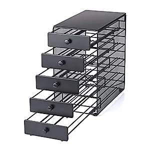 Nifty Coffee Pod Drawer – Black Satin Finish, Compatible with K-Cups, 90 Pod Pack Capacity Rack, 5-Tier Holder, XXL Storage, Stylish Home or Office Kitchen Counter Organizer