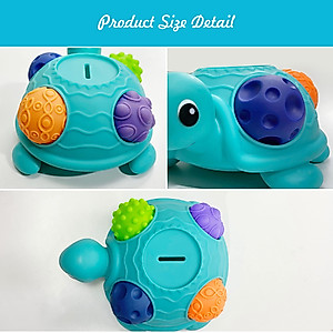 ROHSCE 12 Pcs Montessori Toys for Babies 3 Months, Crawling Toys for Babies 6-12 Months, Sensory Turtle Toy with Sensory Balls Set