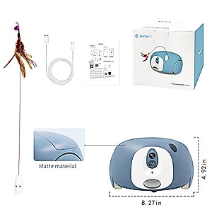 Pet Camera Robot, Cat Dog Treat Dispenser, Pumpkii Home Robot with App Remote Control, 2 Way Audio, 1080P HD Mobile Camera with Night Vision, Interactive Replaceable Cat Teaser