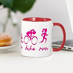CafePress Swim Bike Run (Girl) Mugs Ceramic Coffee Mug, Tea Cup 11 oz