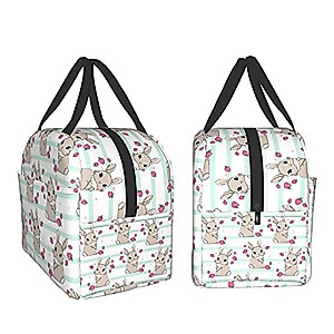 carati Cute Bunny With Strawberry Berry Sweet Lunch Box Reusable Lunch Bag Cooler Tote Travel Picnic Insulated Durable Shopping Back To School Waterproof For Girls Boys