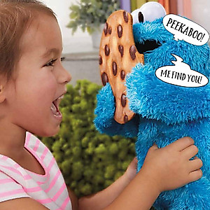 Sesame Street Peekaboo Cookie Monster Talking 13-Inch Plush Toy for Toddlers, Kids 18 Months & Up, Blue