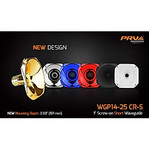 PRV AUDIO WGP14-25 BLUE CR-S - 1” Exit Horn Screw-On Waveguide - Blue Chrome Short ABS Wave Guide - 45° x 45° Nominal Coverage - Slim Profile Waveguide (Single)