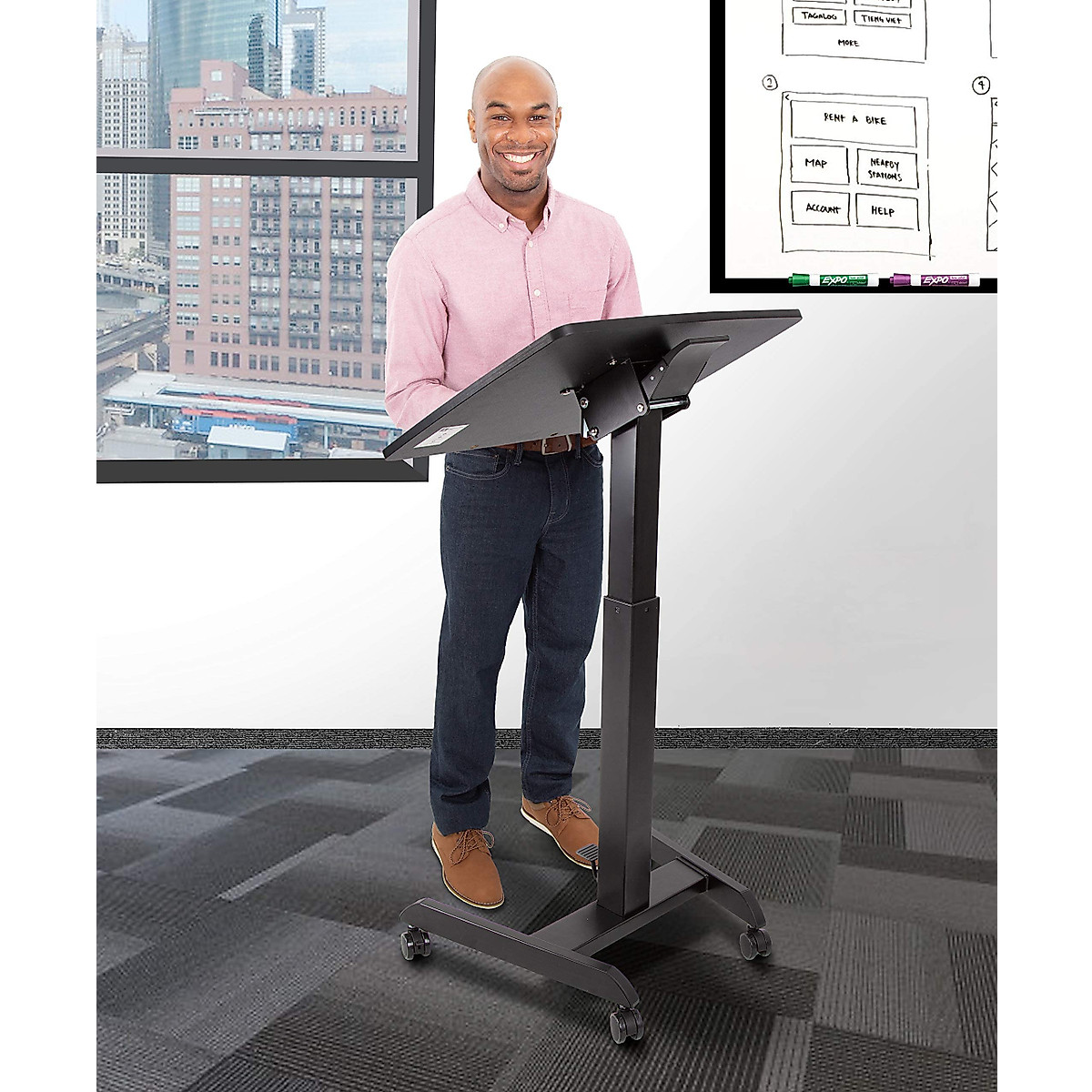 Stand Steady Multifunctional Mobile Podium (Black)