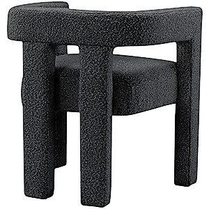 Meridian Furniture Athena Collection Modern | Contemporary Boucle Fabric Upholstered Accent | Dining Chair, 25" W x 21" D x 27" H, Black