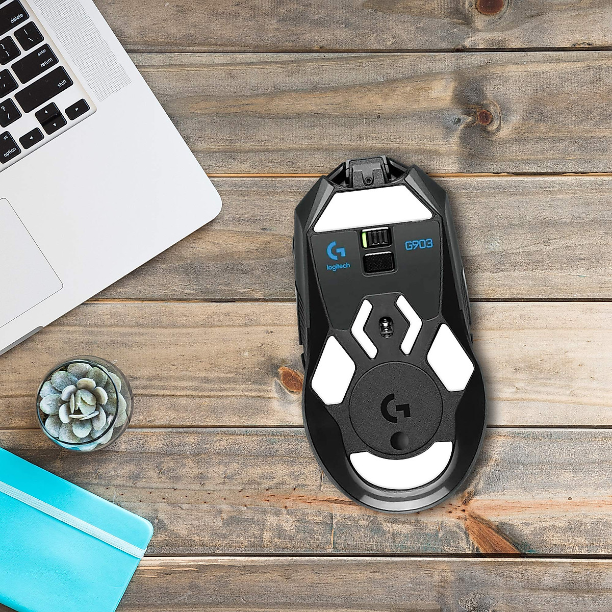 HYPERSLIDES 2Sets Rounded Curved Edges Mouse Feet, Skates, Pads for Logitech G903 Lightspeed, G903 Hero Gaming Mouse Feet Replacement (0.8mm, Smooth Glide, Pure White PTFE) Pro Performance Upgrade