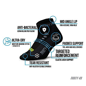 Thirty48 Low Cut Cycling Socks for Men and Women | Unisex Breathable Sport Socks (Large - Women 9-12 // Men 8-11, [3 Pairs] Black/Gray)