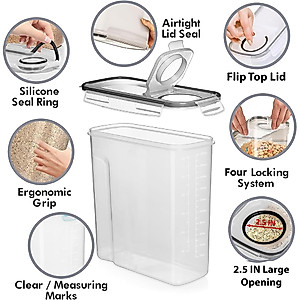 Shazo 2PC 6.3L /213OZ EXTRA Large Airtight Food Storage Cereal Containers for Bulk Food Storage BPA-Free Plastic Cereal Container with Labels & pen Pantry Organization and Storage Canister for Rice, Pasta, Sugar & Flour