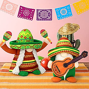 hatisan Fiesta Gnomes Cinco de Mayo Tomte for Mexican Taco Tuesday, Gnomes Plush Mexican Decor for Home Party Kitchen Tiered Tray