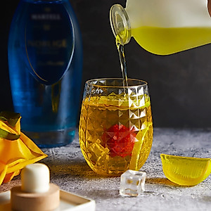 Ctosree 24 Pcs Plastic Wine Glasses 16 oz Plastic Cocktail Glasses Hawaiian Tiki Pineapple Cups Clear Stemless Reusable Whiskey Champagne Cups Shatterproof Unbreakable Mugs for Summer Party Wedding