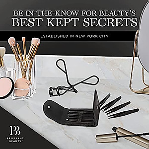 Brilliant Beauty Eyelash Curler with Satin Bag & Refill Pads - Award Winning Eye Lash Curlers for Dramatically Curled Eyelashes & Lash Lift in Seconds (Jet Black)