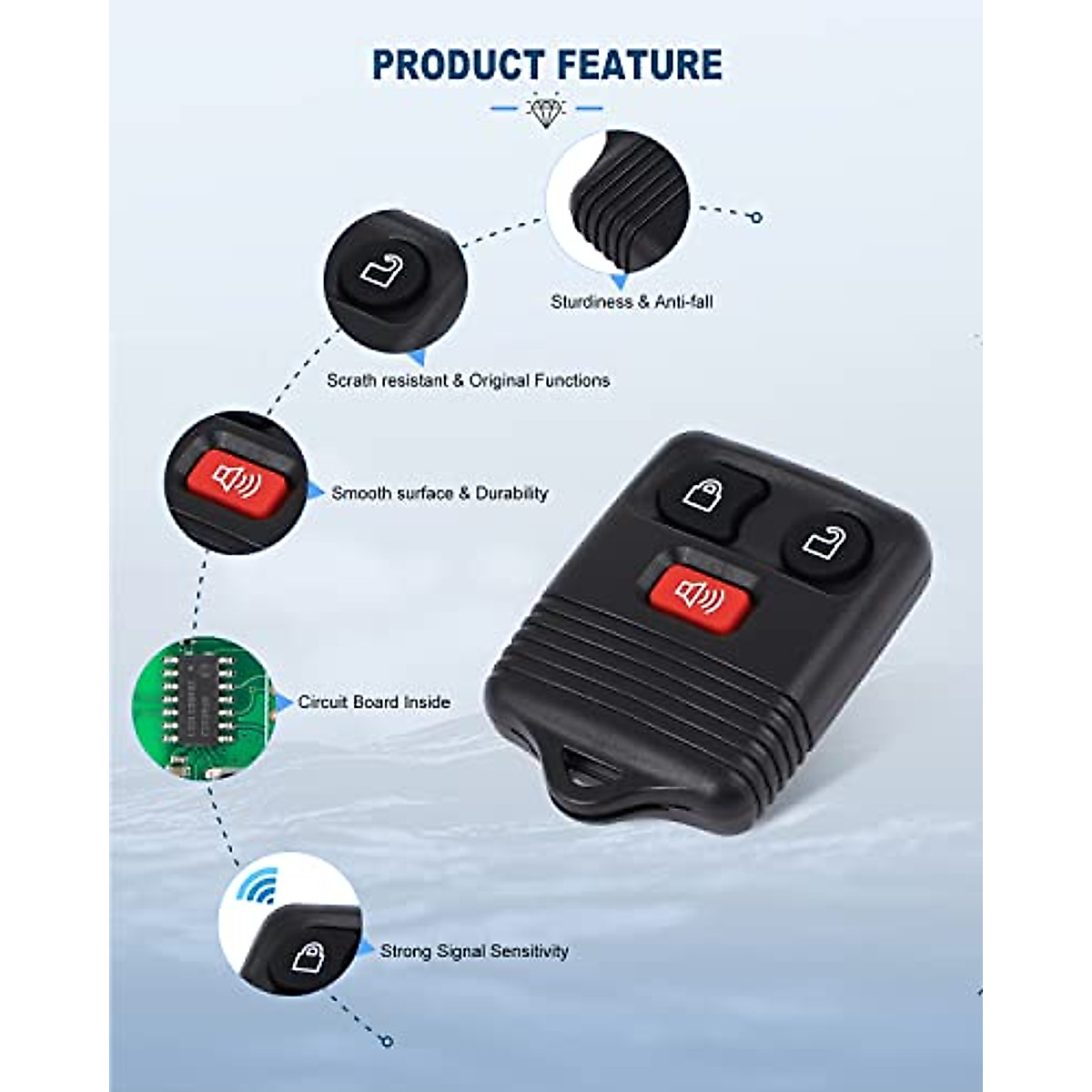 ECCPP CWTWB1U345 3 Buttons Keyless Entry Remote Key Fob Control Clicker Transmitter 98-14 Ranger Replacement for M azda for L incoln for F ord for M ercury Series CWTWB1U345 (1x)