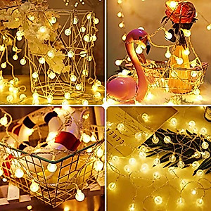 YIQU 49FT 100 LED Fairy String Lights Plug in, Extendable Globe Christmas String Lights Indoor Outdoor with 8 Modes, Fairy Lights for Bedroom Wedding Party Decoration Christmas Garden (Warm White)