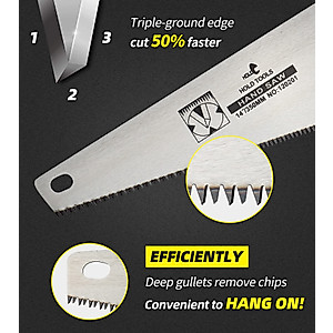 DOWELL 14 in Hand Saw - 11 TPI Fine Cuts Wood Saw Perfect for Sawing, Trimming, Gardening, Cutting Wood, Drywall, Plastic Pipes, Sharp Blade - Crosscut Saw, HY041107