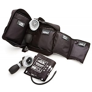ADC - 732-BK Multikuf 732 4-Cuff EMT Kit with 804 Portable Palm Aneroid Sphygmomanometer, Child, Small Adult, Adult and Large Adult Blood Pressure Cuffs (13-50 cm), Nylon Zipper Storage Case, Black