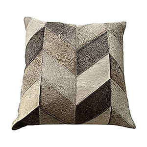 Noori Rug 1 Pillow, Cowhide Chevron Grey