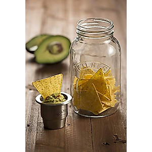 Kilner Snack On The Go Glass Jar Set Stainless Steel Cup Keeps Dry Ingredients Separate from Wet Foods, 17-Fluid Ounces, 0.5L