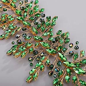 BERYUAN Green Rhinestone Crystal Wedding Hair Vine for Bride Bridesmaid Bridal Jewelry Headpiece Wedding Hair Accessories for Women and Girls Green 1