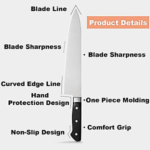 Hendiy Chef Knife,Professional 8-inch Kitchen Knife with Ergonomic Handle for Family & Restaurant,Ultra Sharp Stainless Steel Multi-Purpose Meat Knife,Fruit knife with Gift Box(Black)