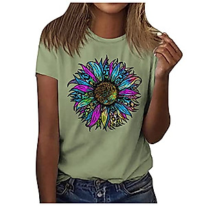 Workout Tops for Women Dressy Casual Tank Top for Women Flowy Short Sleeve Ladies Tops and Blouses Print Short Sleeve Hide Belly Tops Summer Henley Casual Blouses Botton Up Shirts