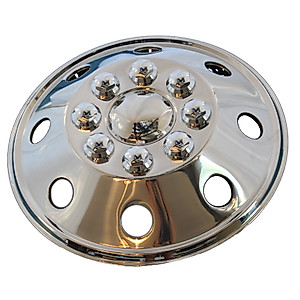 IWC 4 Pc Set 16" 8 Lug RV Stainless Steel Hub Cap Steel Wheel Rim Covers