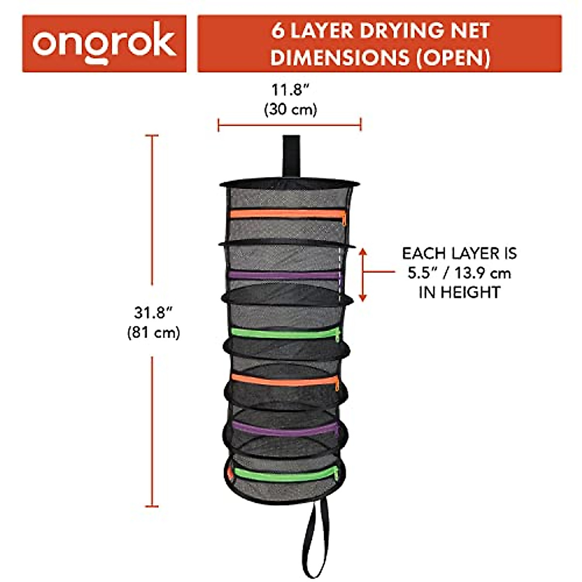 ONGROK Mesh Drying Rack, 6 Tier, Set of 2, Hanging Herb Drying Net, Plant Dryer Tent