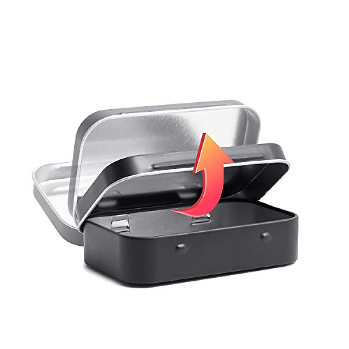 Tamicy Metal Rectangular Hinged Tins - Pack of 40 Matte Black Mini Portable Box Containers Small Empty Storage Tins with Lids Home Organizer Kit for Storage Drawing Pin Jewelry Crafts