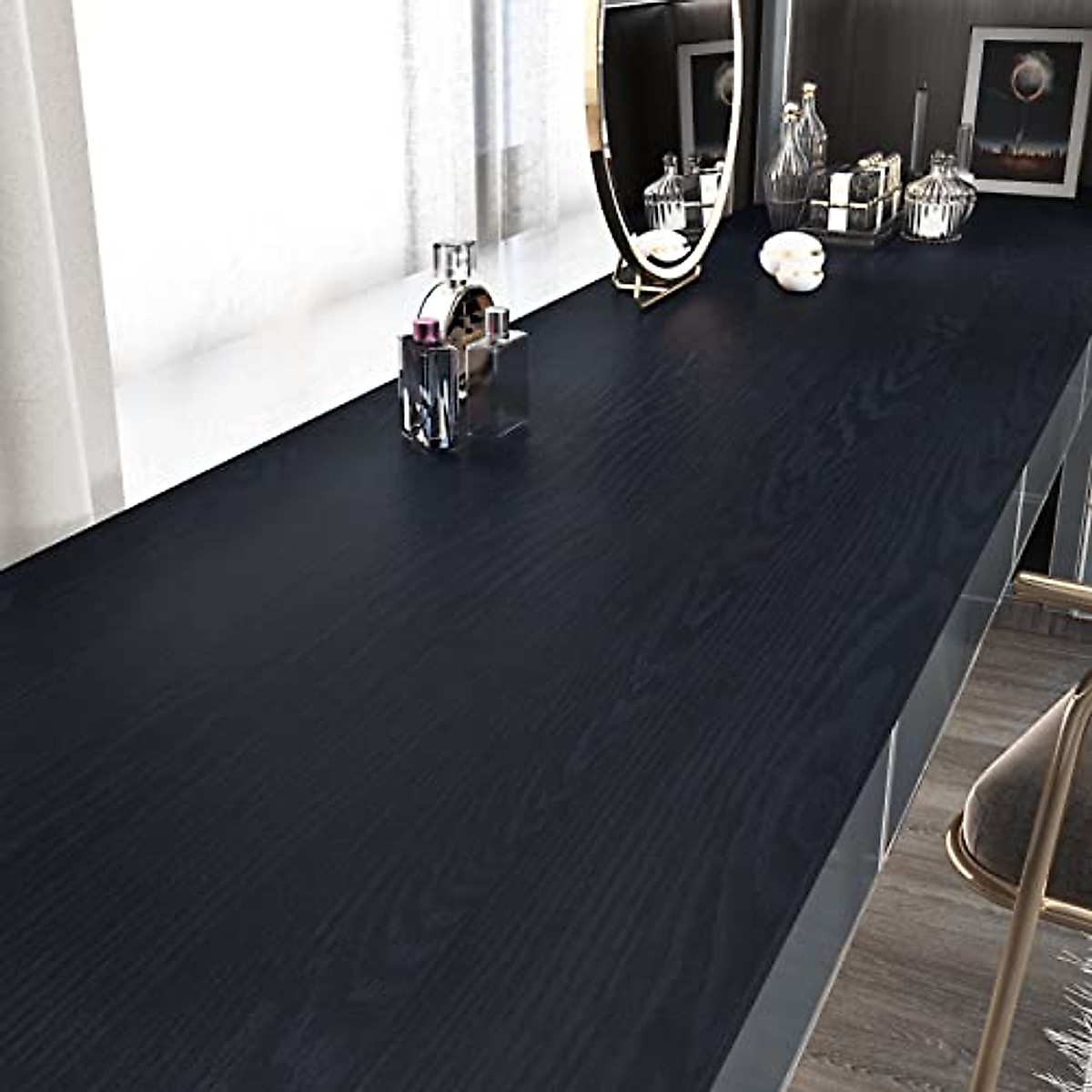 Wallercity Navy Blue Wood Grain Contact Paper for Countertops Peel and Stick Wood Look Wallpaper Thick Self Adhesive Contact Paper for Counter Top Vinyl Waterproof Wall Papper for Cabinets 24''x118''