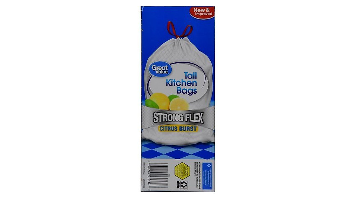 Great Value Tall Kitchen Bags - Strong, Puncture-Resistant, Citrus Scented