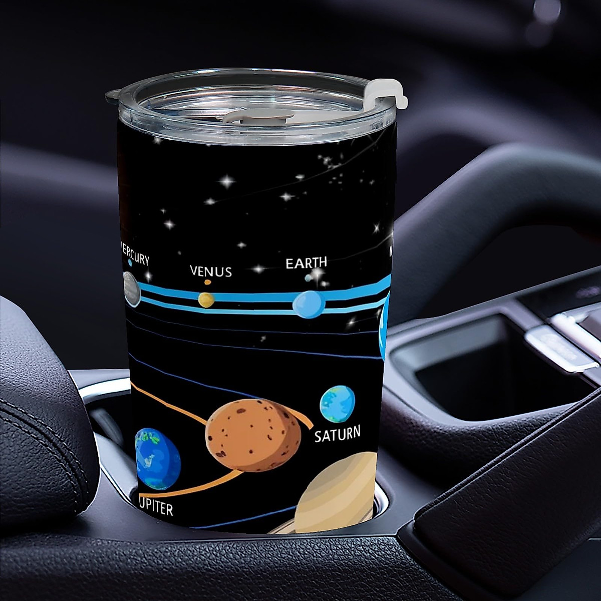 QWEUIOP 20oz Insulated Travel Coffee Mug Outer Space Solar System Mars Earth Stainless Steel Tumbler with Lid Double Wall Vacuum Coffee Cup For Hot and Cold Drinks 13692