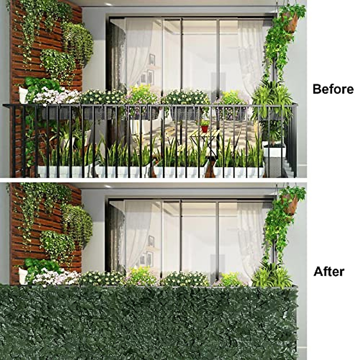 Artificial Ivy Privacy Fence,U'Artlines Heavy Duty Artificial Hedges Fence and Faux Ivy Vine Leaf Decoration Screen Garden Wall Fence for Outdoor Garden Decor (59x118Inch)