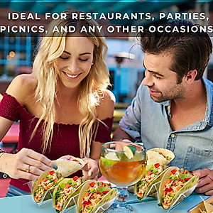 Unique Plus Acrylic Taco Holder Stands Set of 4 Clear Stand Tray Serving Plates Each Rack Holds 3 Tacos Modern Lucite Holders Size 8.7 Inch x 2 for Kitchen Table Restaurant Party Decoration Food Safe