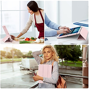 Aoub Case for iPad 6th Generation 2018/iPad 5th Generation 2017 9.7 Inch Case, Trifold Stand Protective Slim Lightweight Smart Cover, Auto Sleep/Wake, Soft TPU Back Case for ipad 9.7 inch - Light Pink