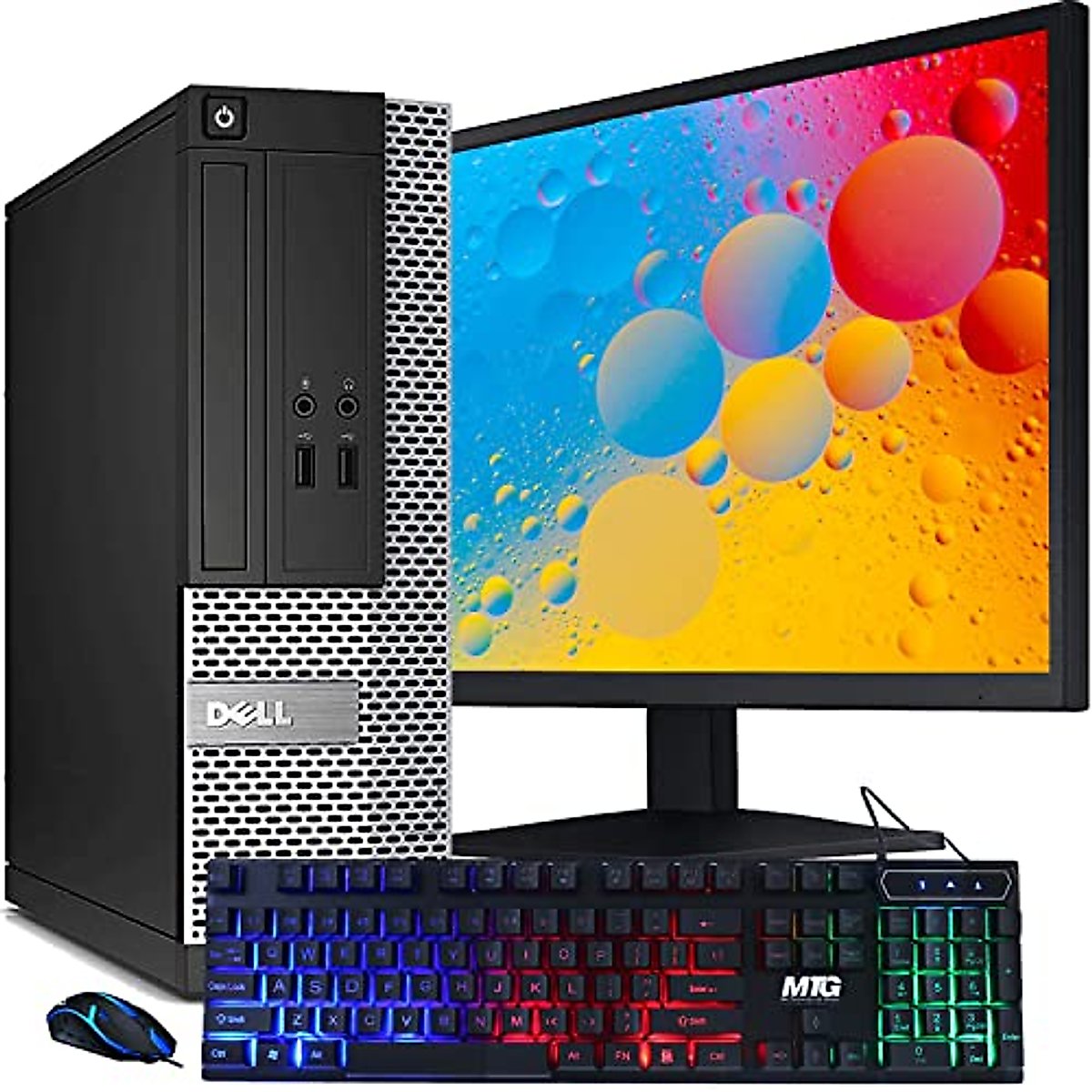 Dell OptiPlex 7020 Computer Desktop PC, Intel Core i5, 8GB RAM, 1TB HDD, MTG New 22 inch LED Monitor, RGB Speaker and Keyboard Mouse, WiFi, Windows 10 Pro (Renewed)