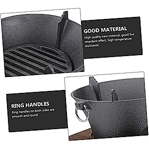 Happyyami 1 Set Grill Portable Grill Stand Hibachi Grill Outdoor Stove Burner Stove Charcoal Fire Stove Grilling Tools Camping Barbecue Stove Iron Grill Charcoal Grill Stove Cast Iron Black