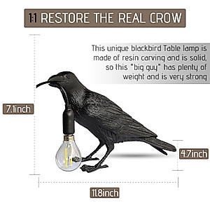 KJYZDYZQ Raven Table Lamp - Crow Desk Lamp - Lifelike Resin Raven Light, Birds Table Light for Bedside Bedroom Living Room Decor