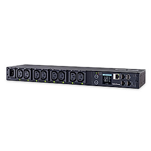 CyberPower PDU41004 Switched PDU, 100-240V/12A, (Derated to 12A UL /10A CE), 8 Outlets (C13), Input (C14) 10 ft. Cord, 1U Rackmount, 3 Year Warranty - Black
