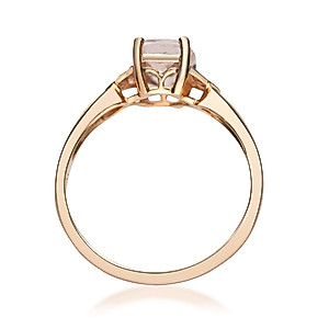 Gin & Grace 10K Rose Gold Genuine Morganite & Natural Diamond Engagment Promise Propose Promise Ring for Women