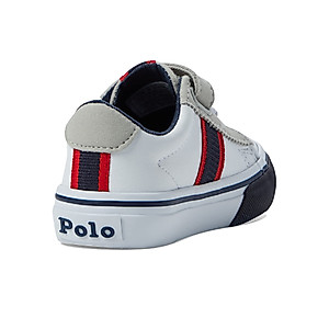 POLO RALPH LAUREN Baby Boys Wescott Ps (Toddler) Sneaker, White Tumbled/Navy/Red/White Pony Player, 4 Toddler US