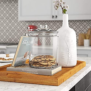 3pc Canister Sets for Kitchen Counter + Labels & Marker - Glass Cookie Jars with Airtight Lids - Food Storage Containers with Lids Airtight for Pantry - Flour, Sugar, Coffee, Cookies, etc.
