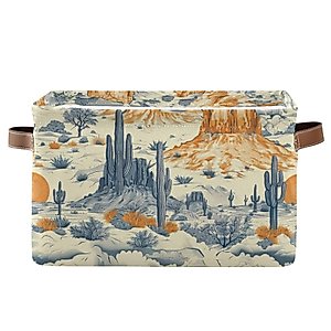 WELLDAY 1PCS Storage Basket Western Desert Large Foldable Storage Bin Cube Collapsible Organizer