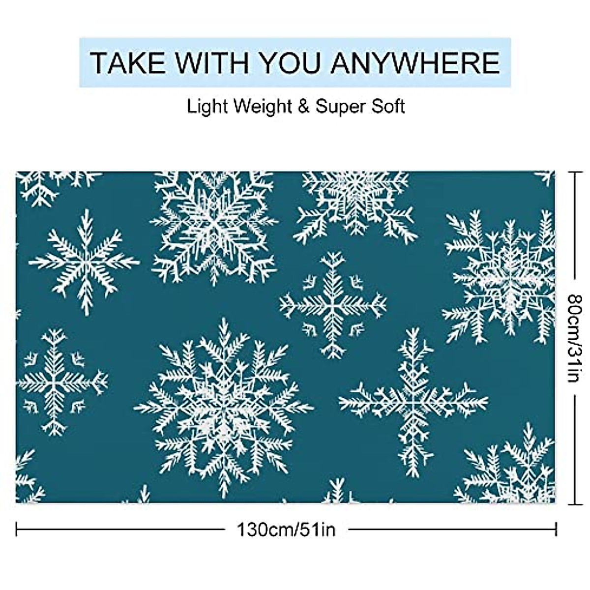 My Little Nest Bath Towels Soft Absorbent Bathroom Towel Blue Pattern Snowflakes Quick Dry Bath Towel Large Shower Towels Lightweight Hand Towels 31" x 51"